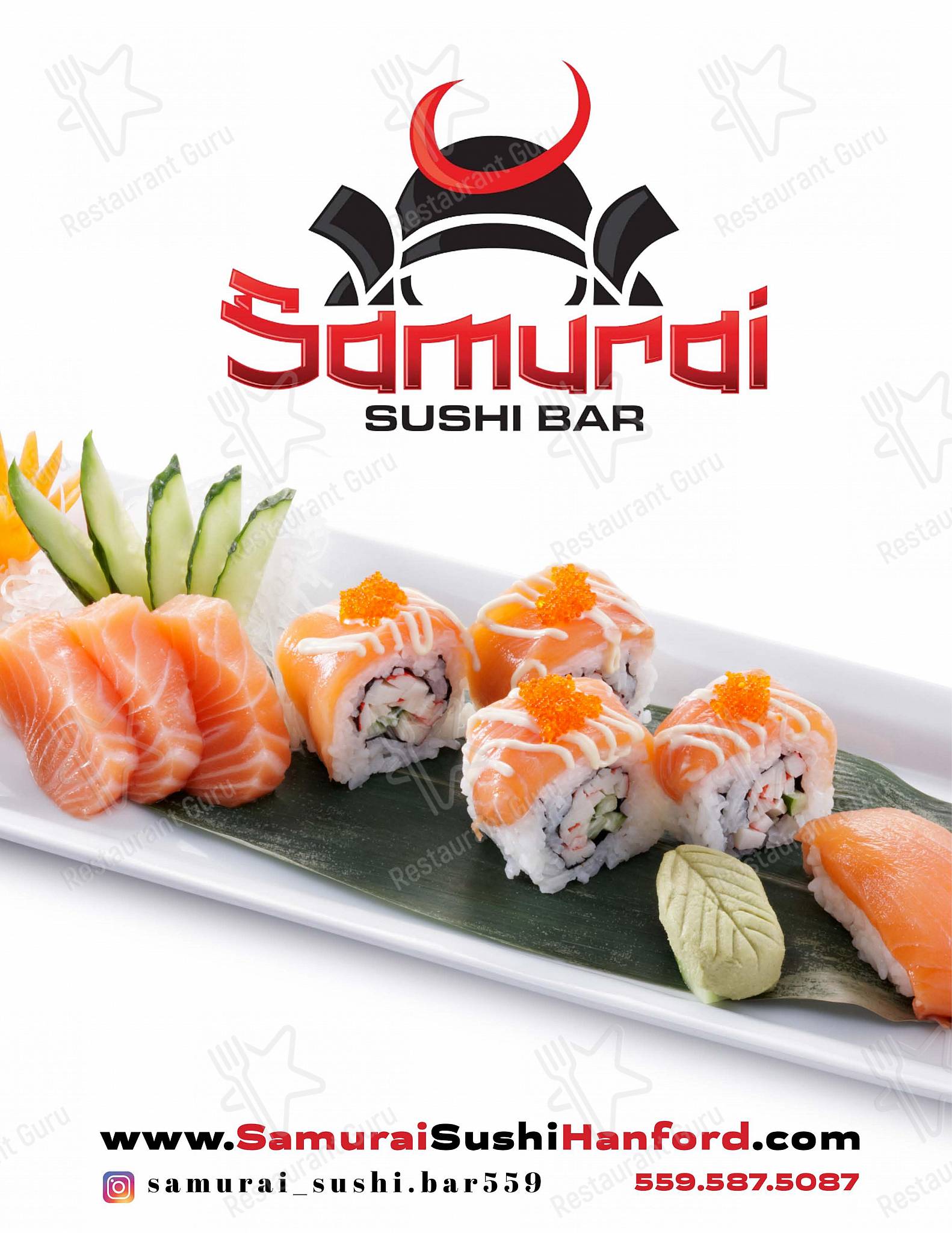Menu at Samurai Sushi Bar, Hanford