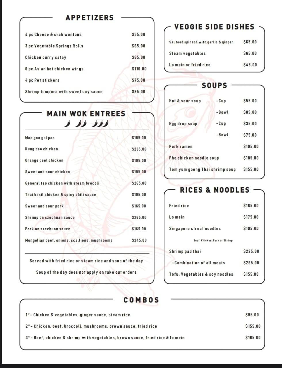 Menu at Asia orient express restaurant, San Miguel de Allende