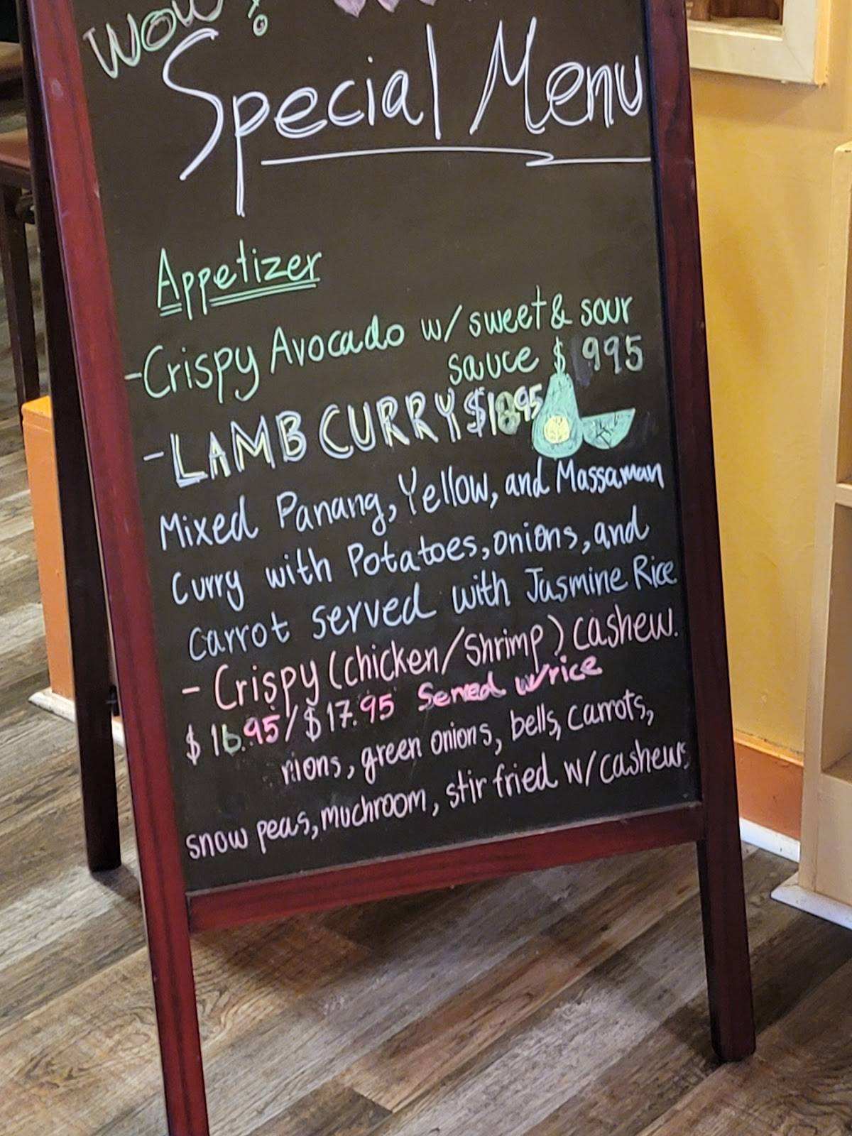 Menu at Sandee Thai Restaurant, Silverton