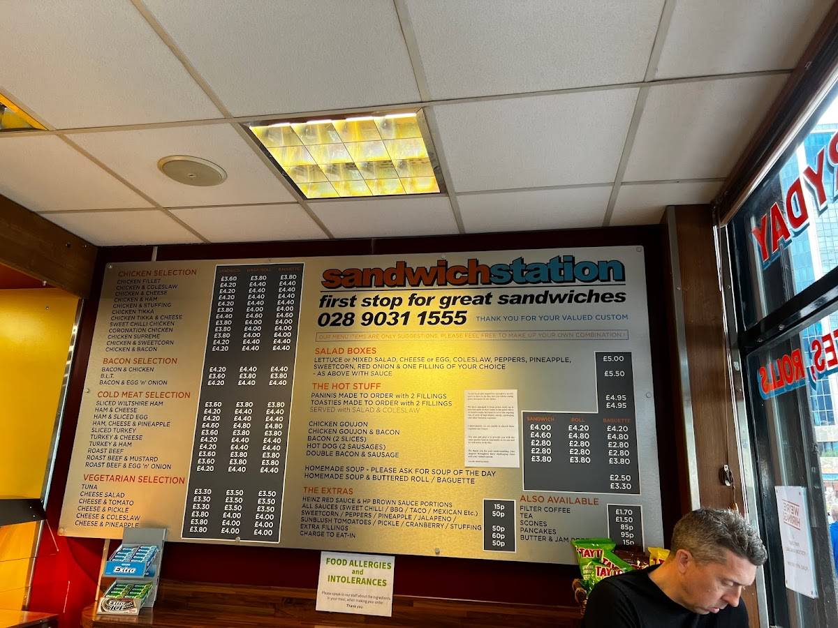 Menu at Sandwich Station restaurant, Belfast
