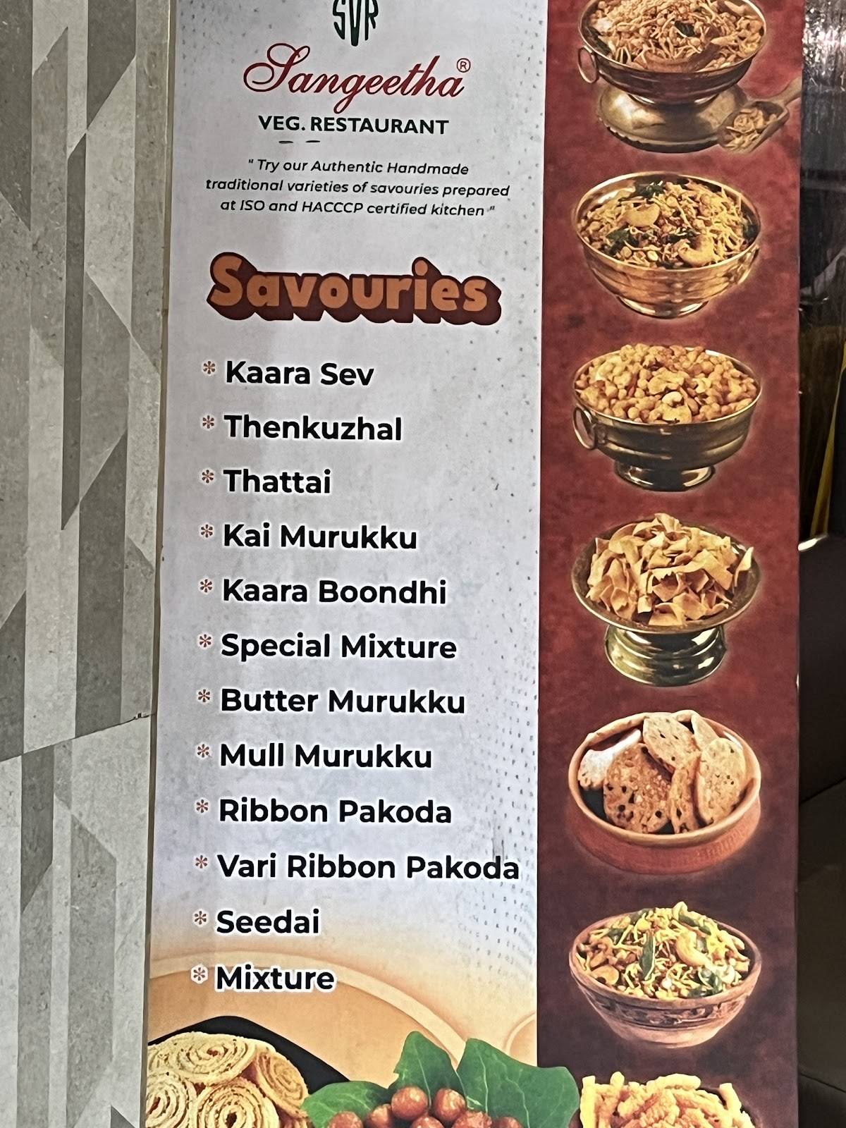 Menu at Sangeetha Veg Restaurant urapakkam, Chennai, No: 16&17