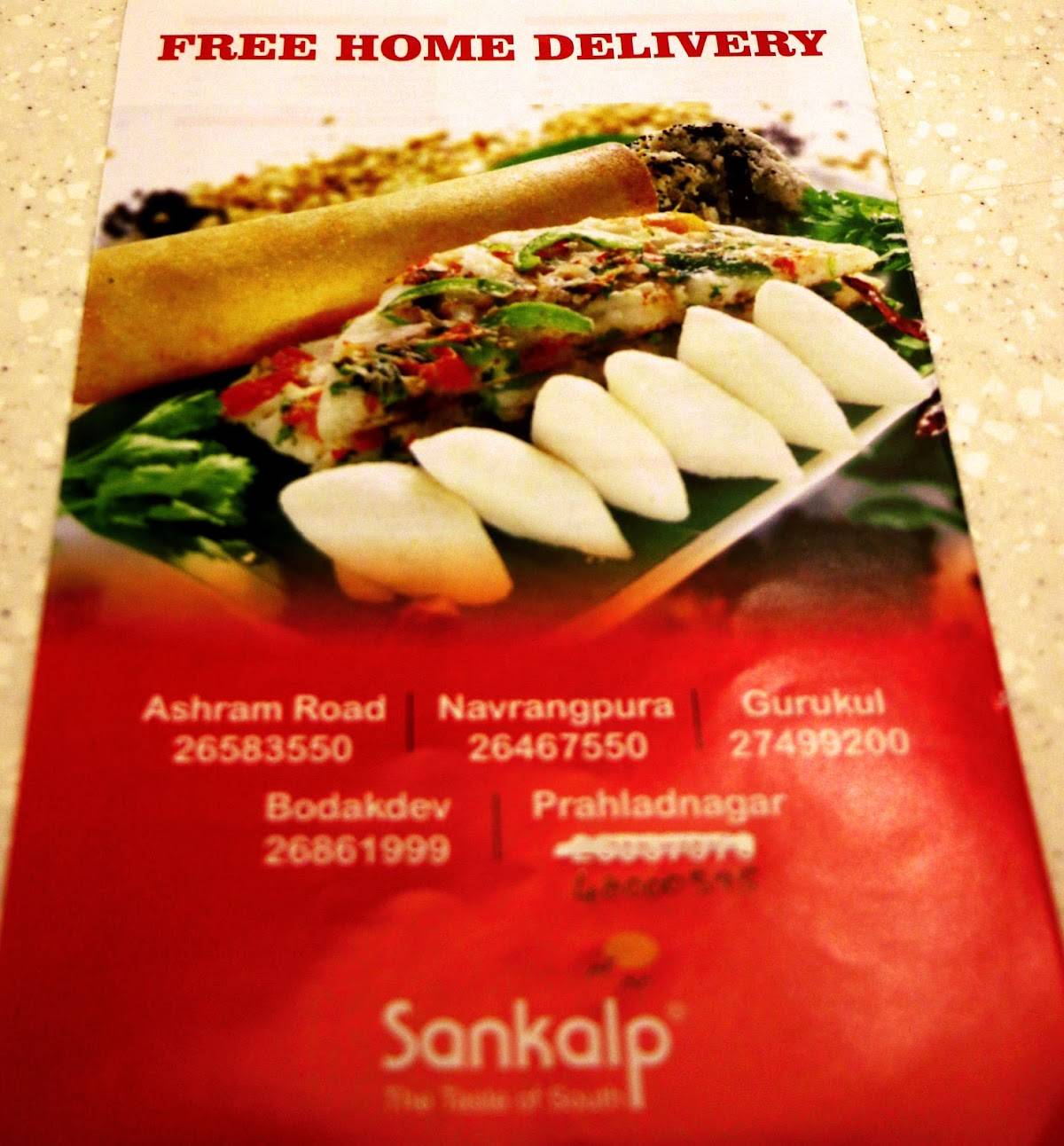 Menu at Sankalp Restaurant - South Indian Restaurant, Ahmedabad, 11 Dev ...