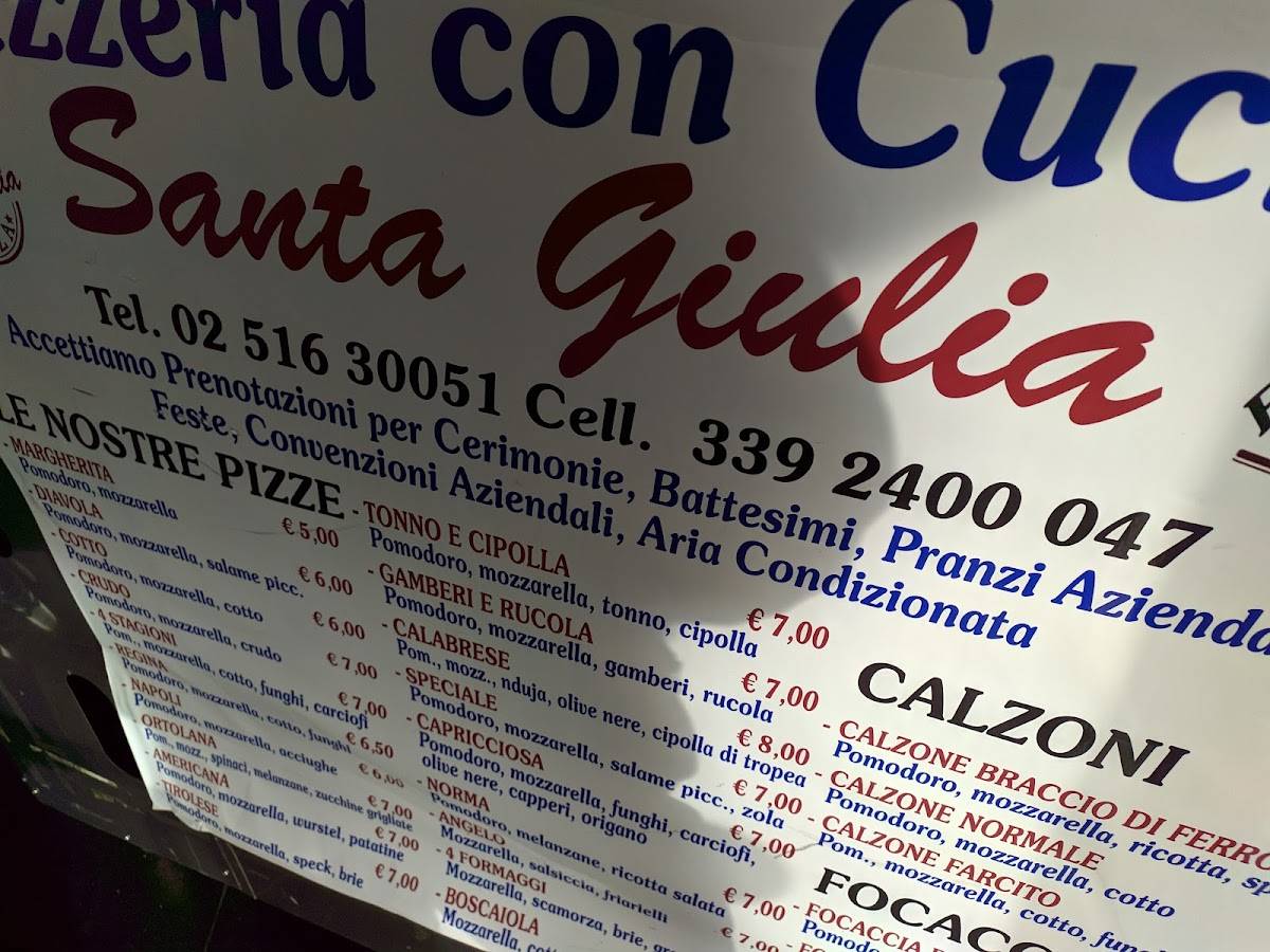 Menu da Santa Giulia Pizzeria Con Cucina..., Milano