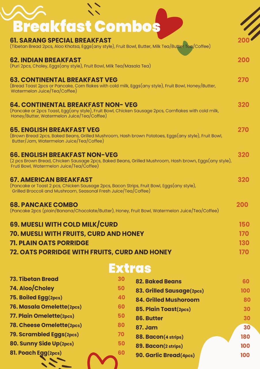 Menu at Sarang Cafe - Made With Love, New Delhi
