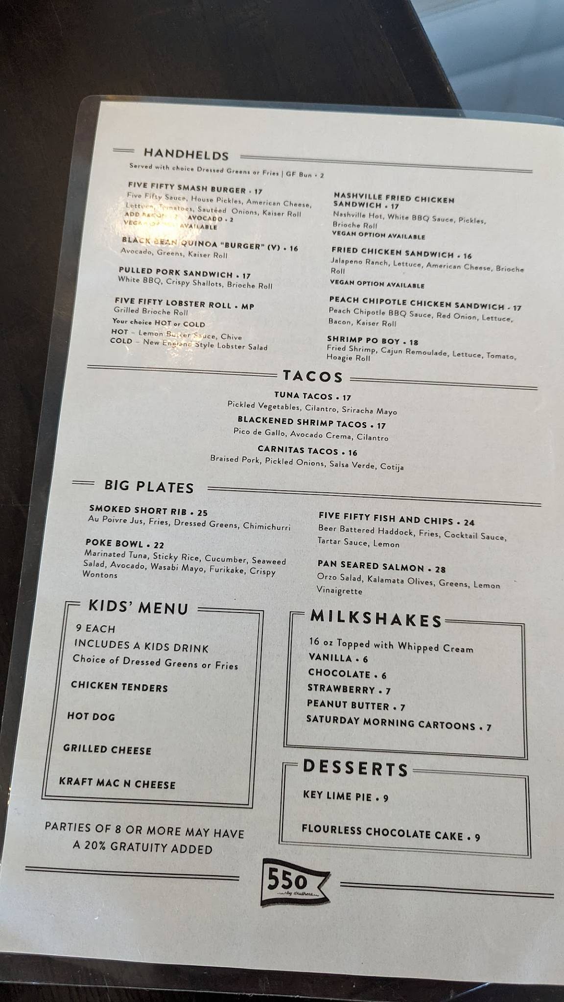 Menu at Lago by Druthers pub & bar, Saratoga Springs