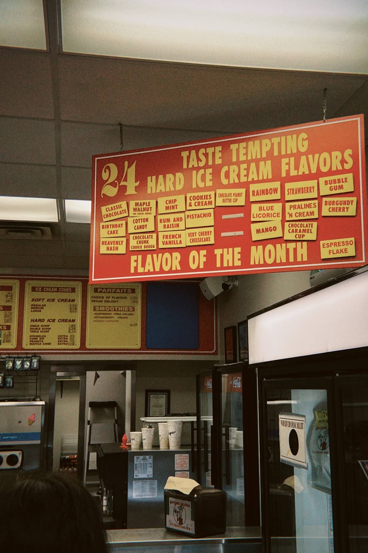 Menu at Sargent Sundae cafe, Winnipeg