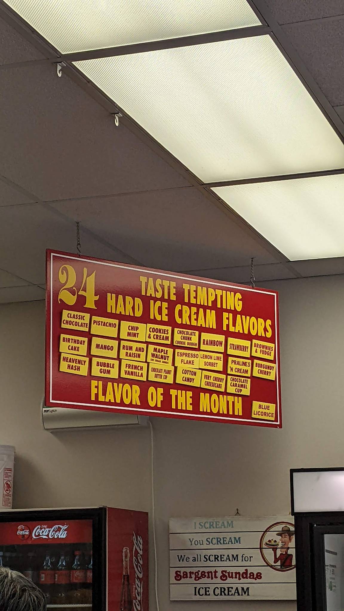 Menu at Sargent Sundae cafe, Winnipeg