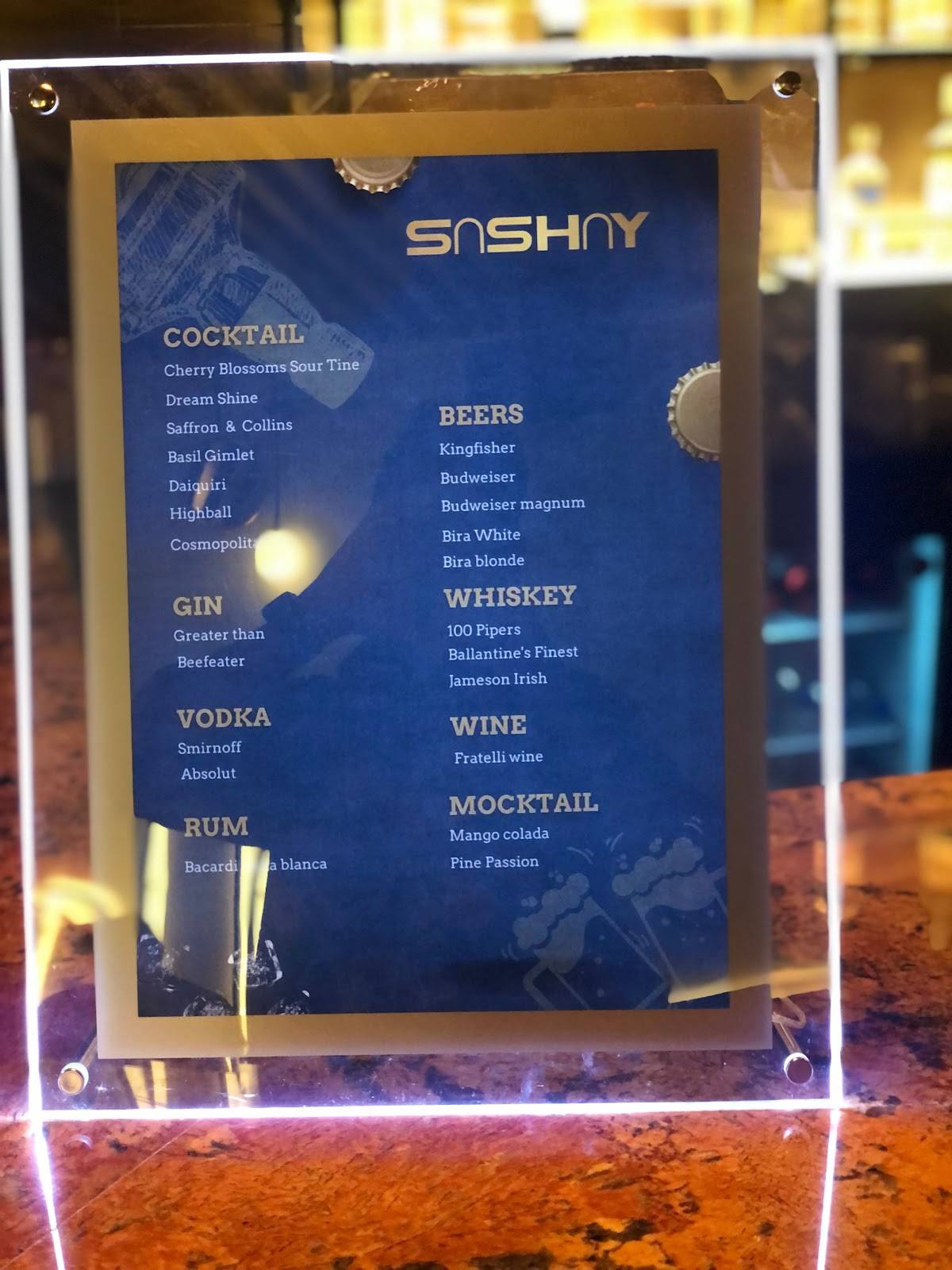 Menu at Sashay Taproom & Kitchen, Bengaluru