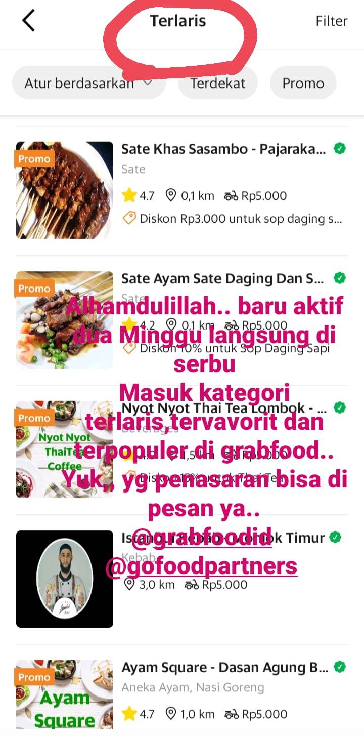 Carta del restaurante Sate ayam sate daging dan sate kambing khas ...