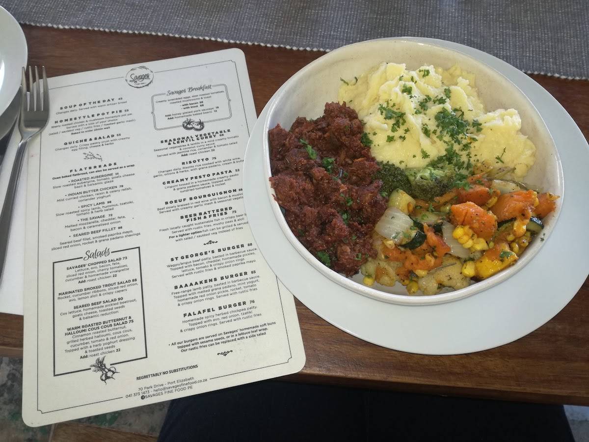 Menu at Savages Fine Food restaurant, Port Elizabeth