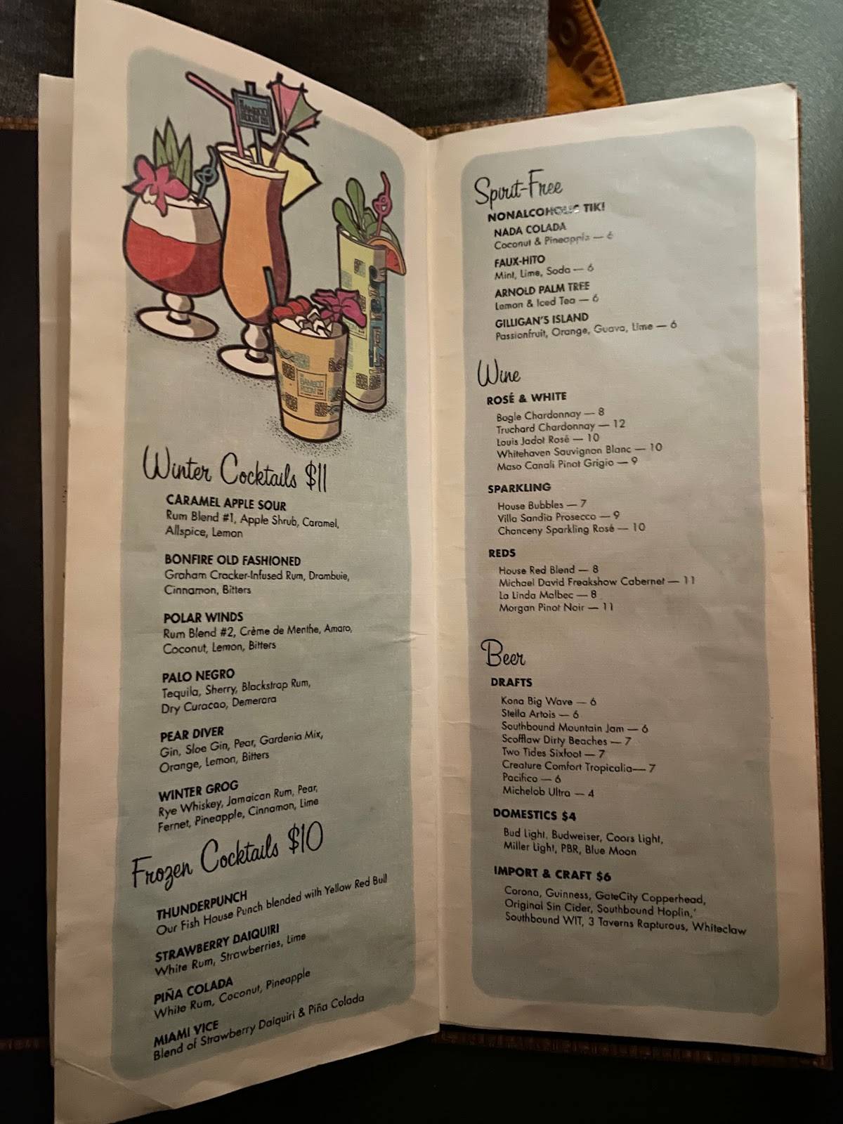 Menu at The Bamboo Room Tiki Bar, Savannah