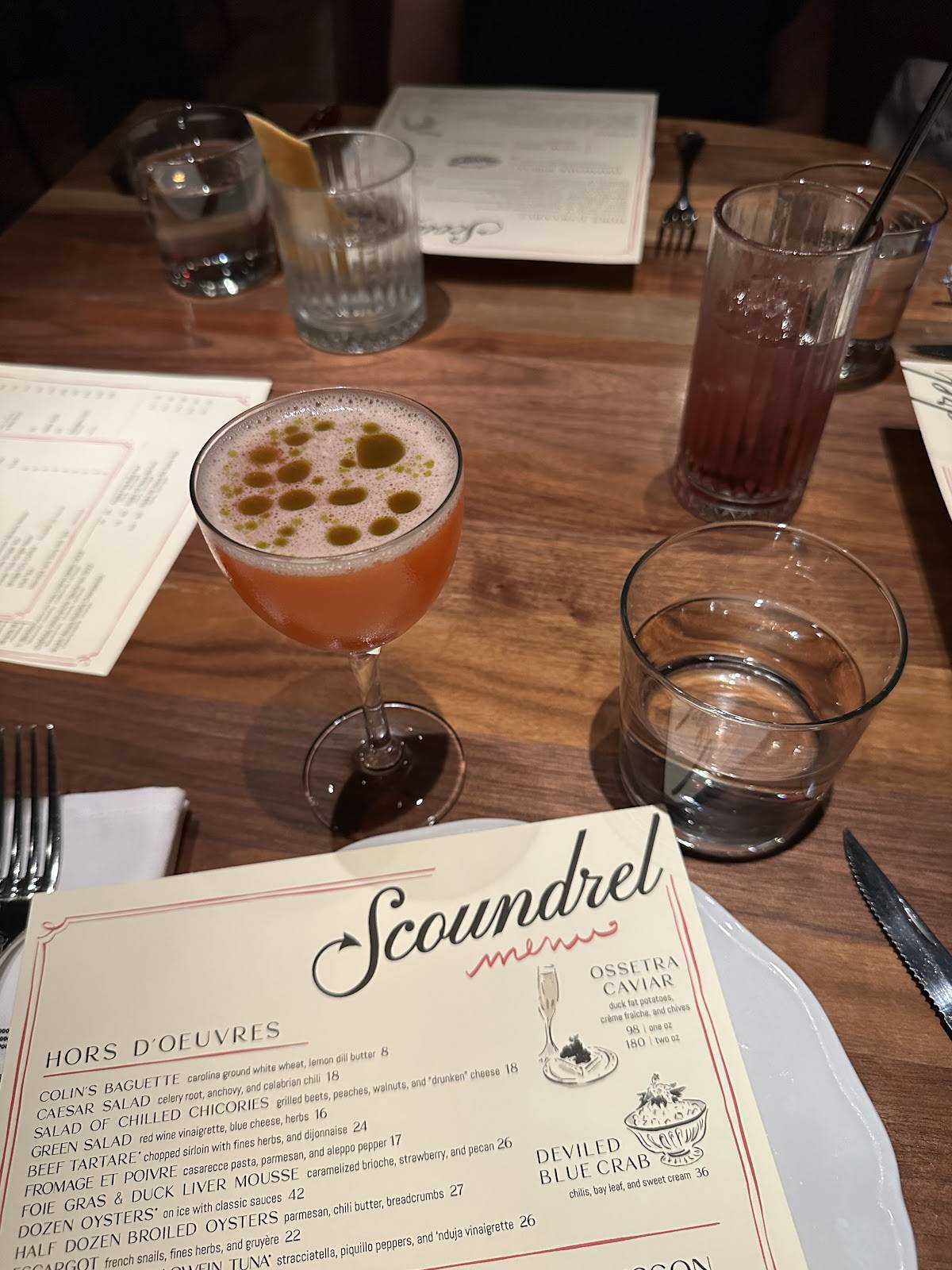 Menu at Scoundrel restaurant, Greenville