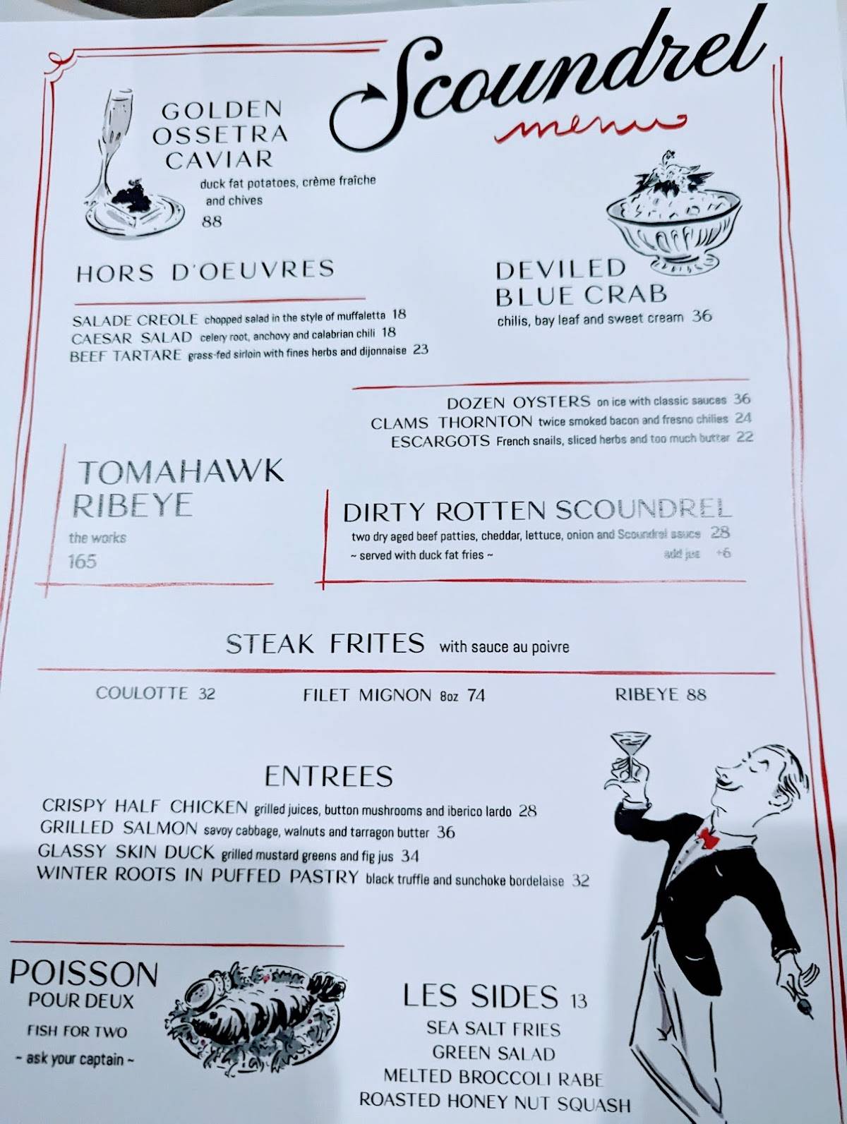 Menu at Scoundrel restaurant, Greenville