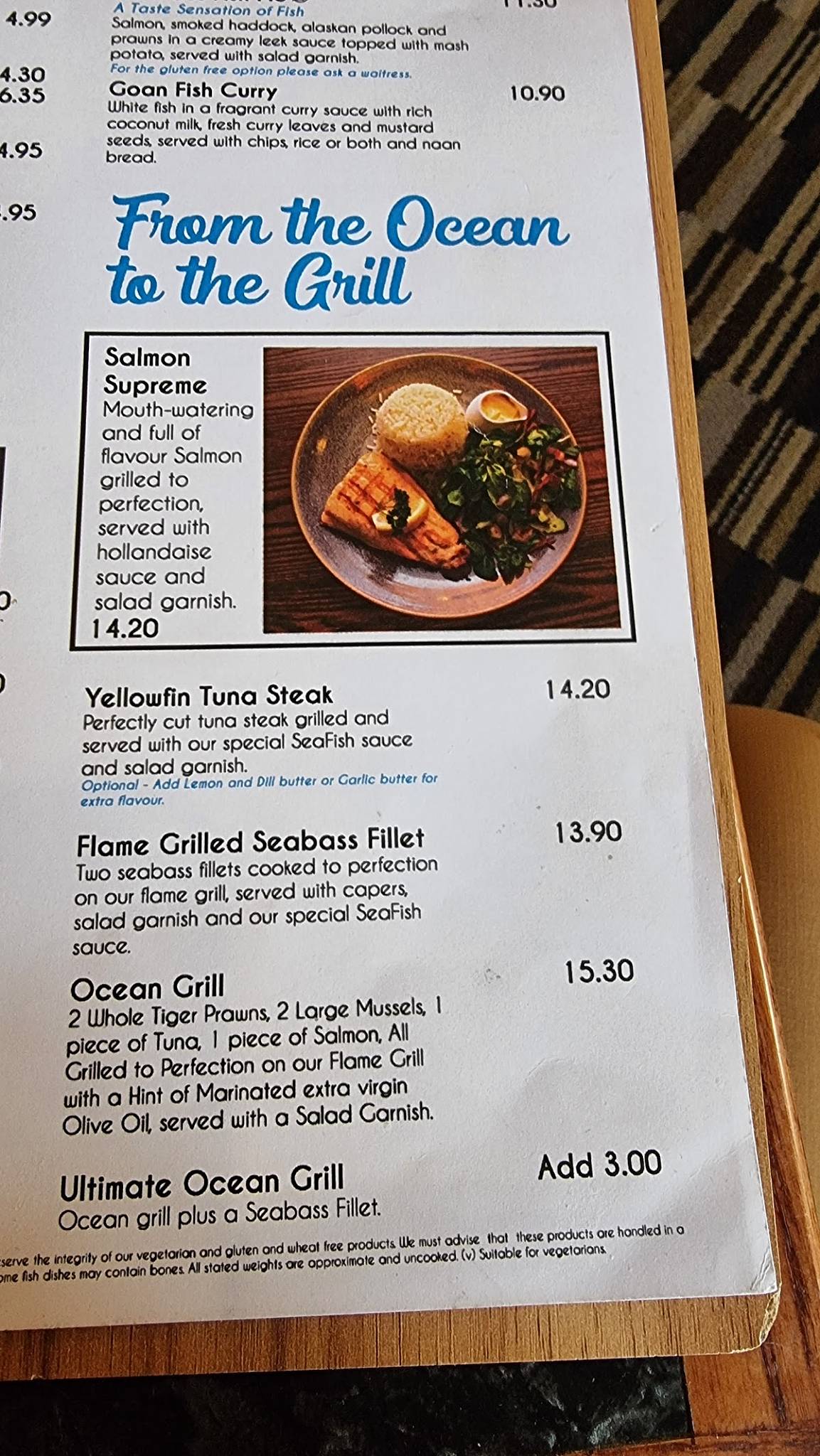 Menu at Sea Fish pub & bar, Conisbrough