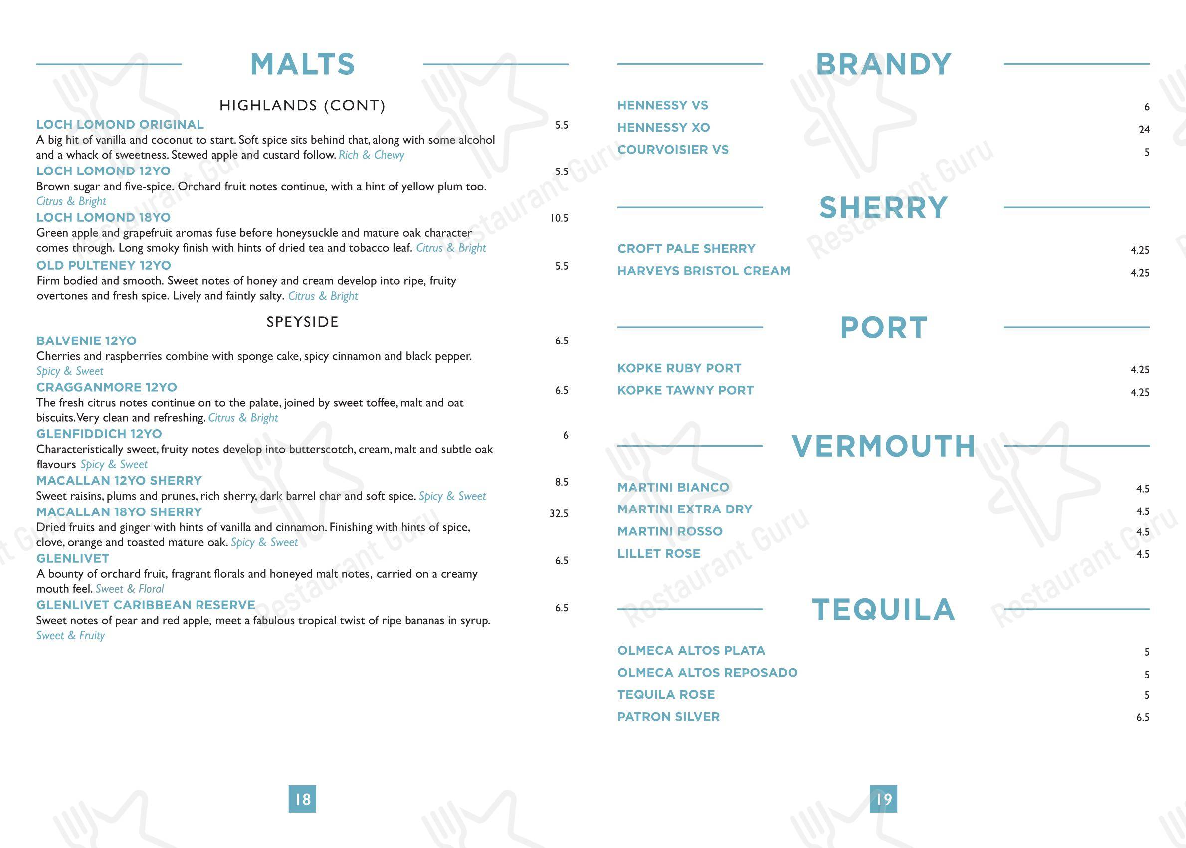 Menu at Sea-Salt restaurant, Falkirk