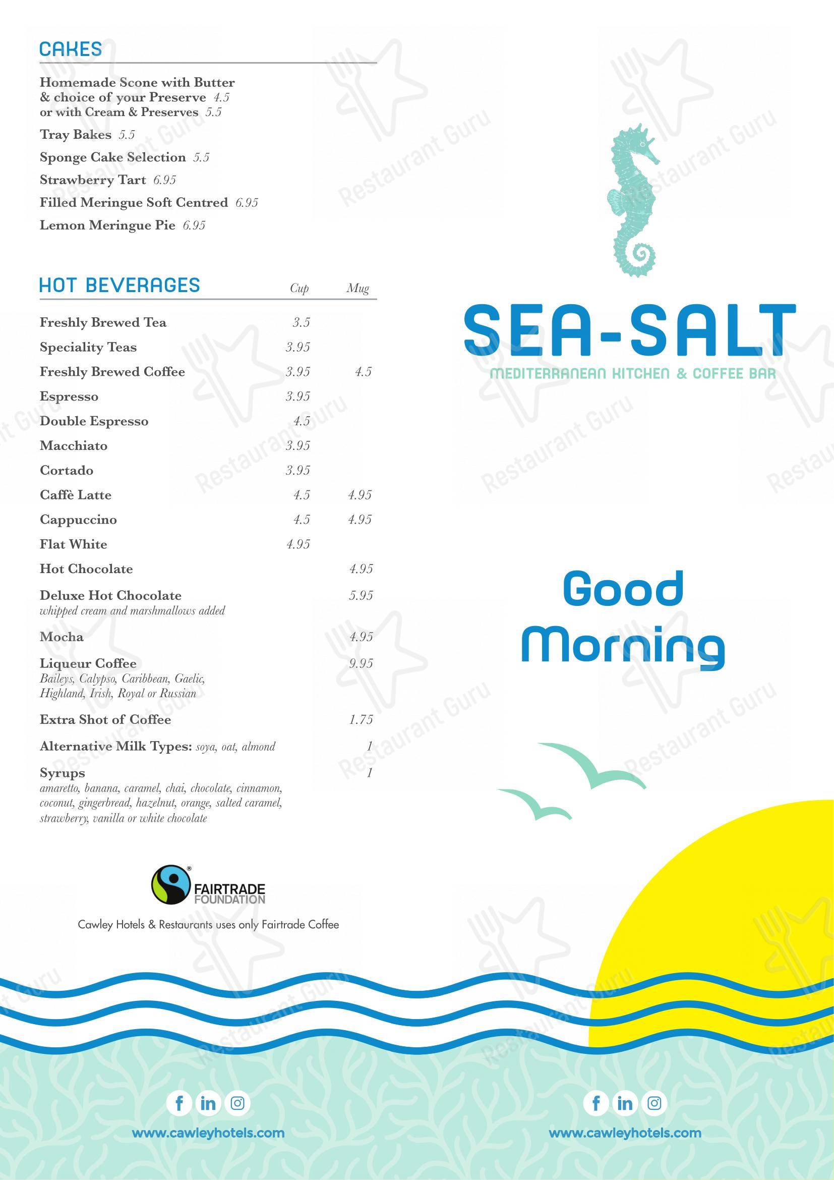 Menu at Sea-Salt restaurant, Falkirk