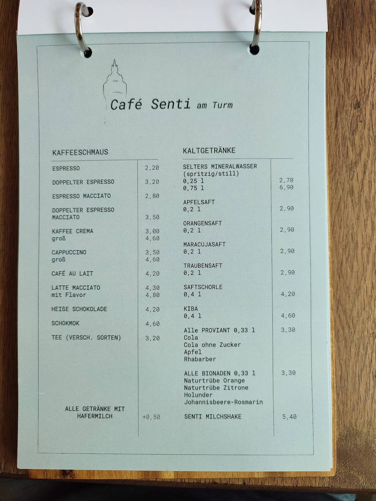 Speisekarte von Senti Café am Turm cafe, Münster