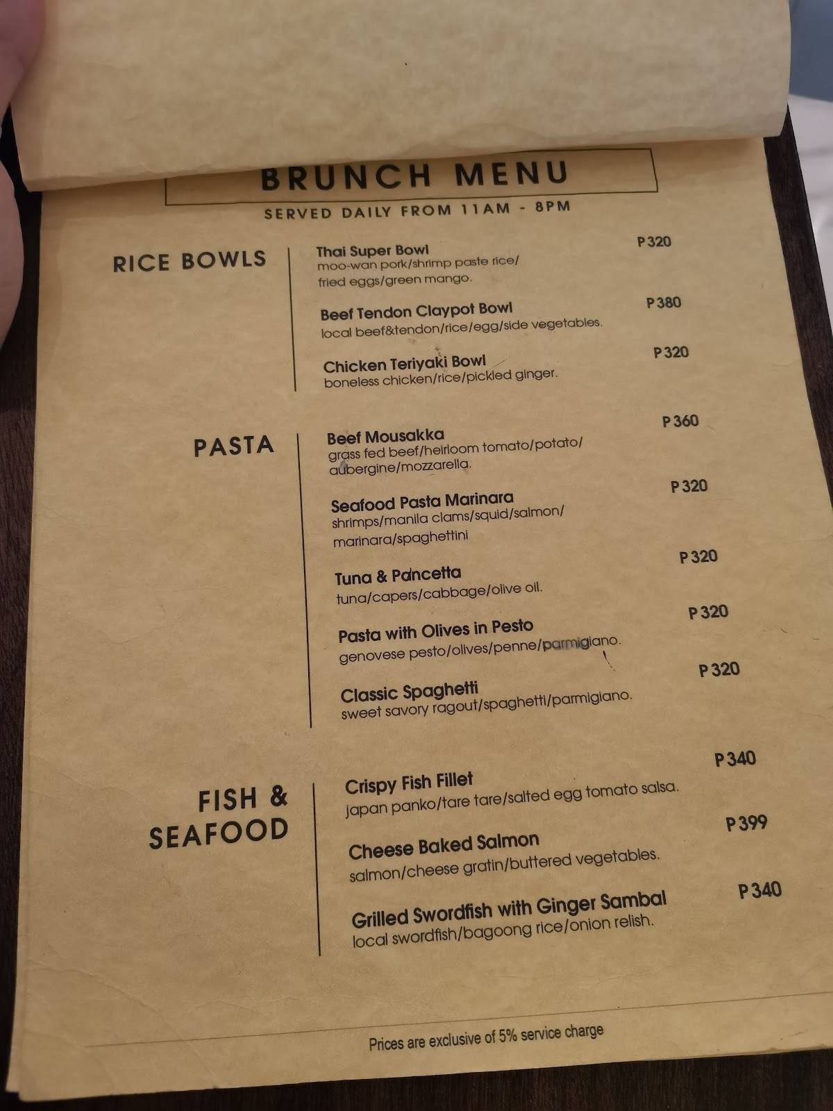Menu at Sentro 1850 restaurant, Cagayan de Oro