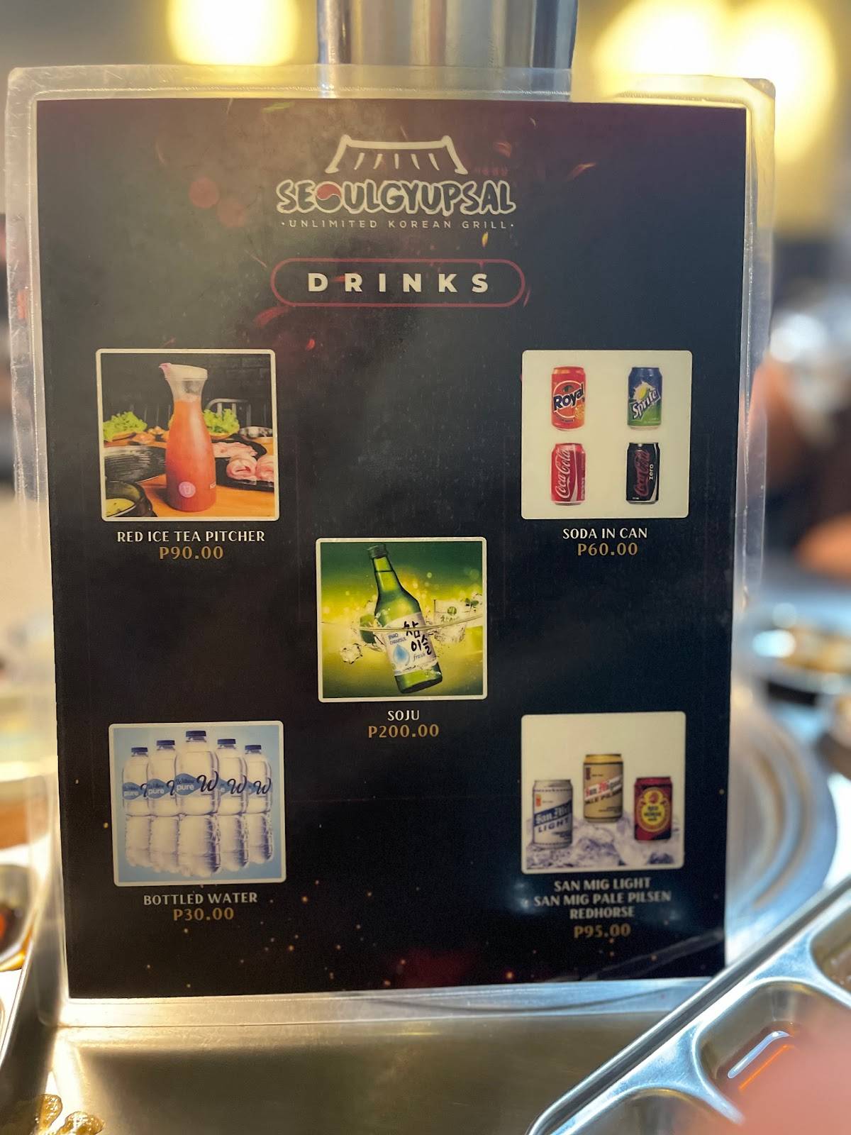 Menu at Seoulgyupsal BGC restaurant, Taguig