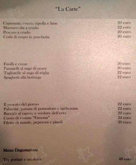 Menu da Celeste Ostriche & Fish Bar, Roma, Piazza Dei Martiri Di Belfiore