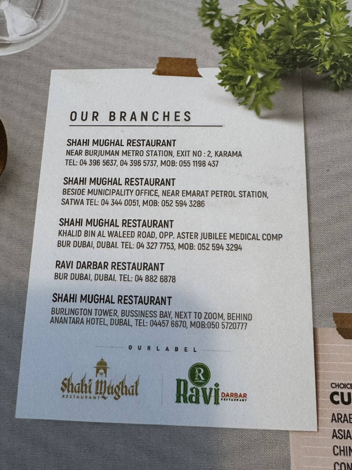 Menu at Shahi Mughal Restaurant Sharaf DG Branch, Dubai, SHARAF DG - 94 ...
