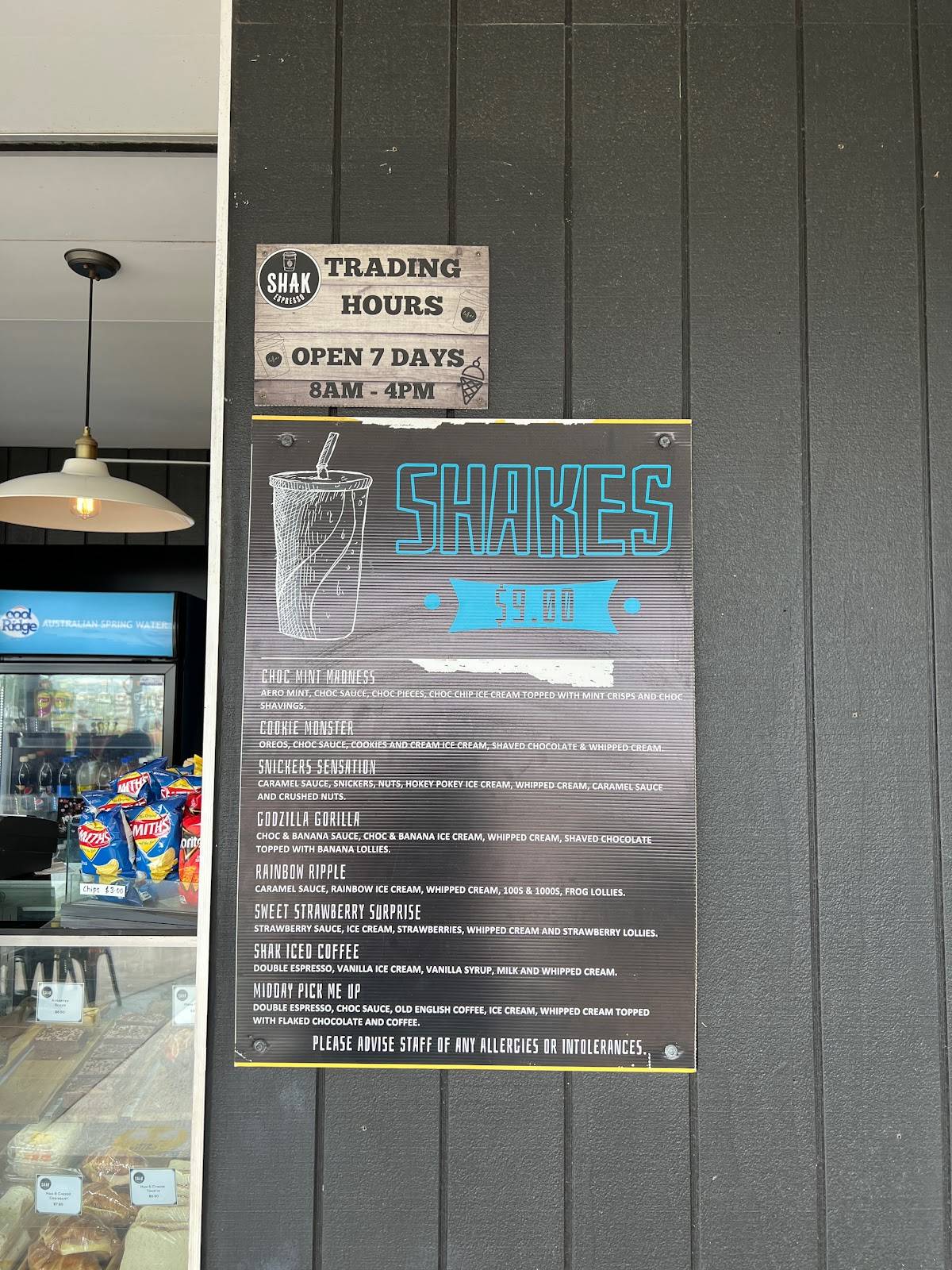 Menu at Shak Espresso, Southport