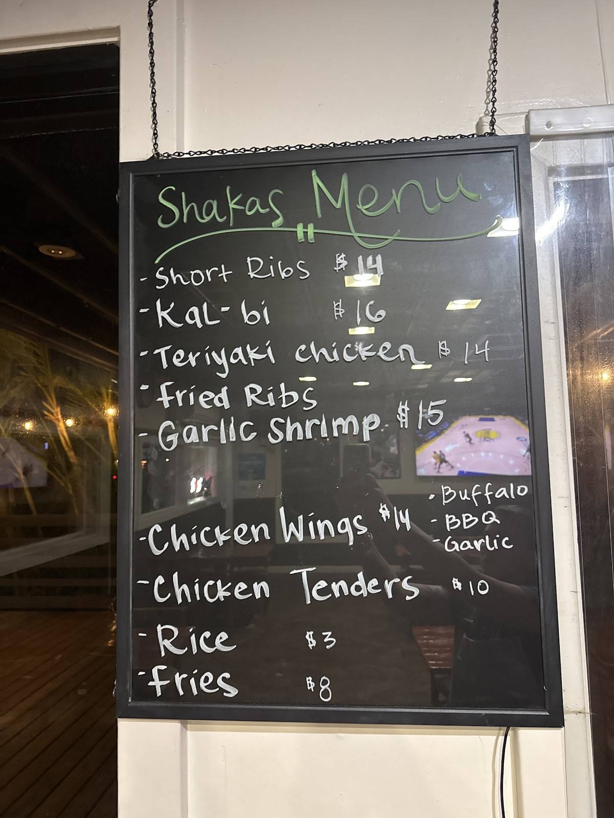 Menu at Shaka's Bar & Grill, Kailua