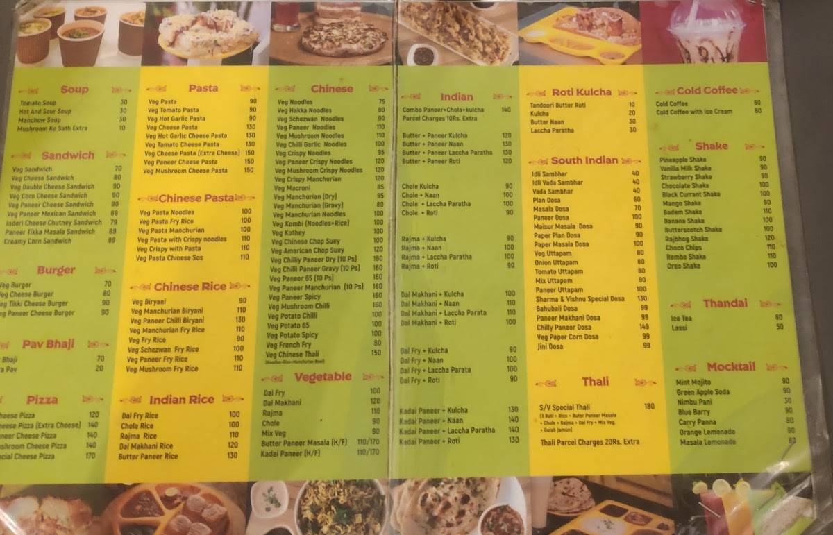 Menu at Sharma Vishnu Fast Food, Bhopal