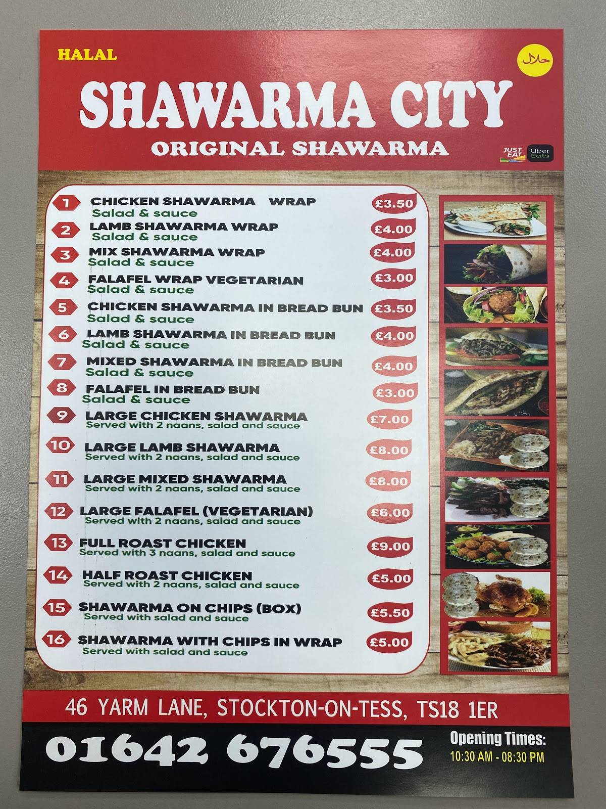 Menu at Shawarma City restaurant, Stockton-on-Tees