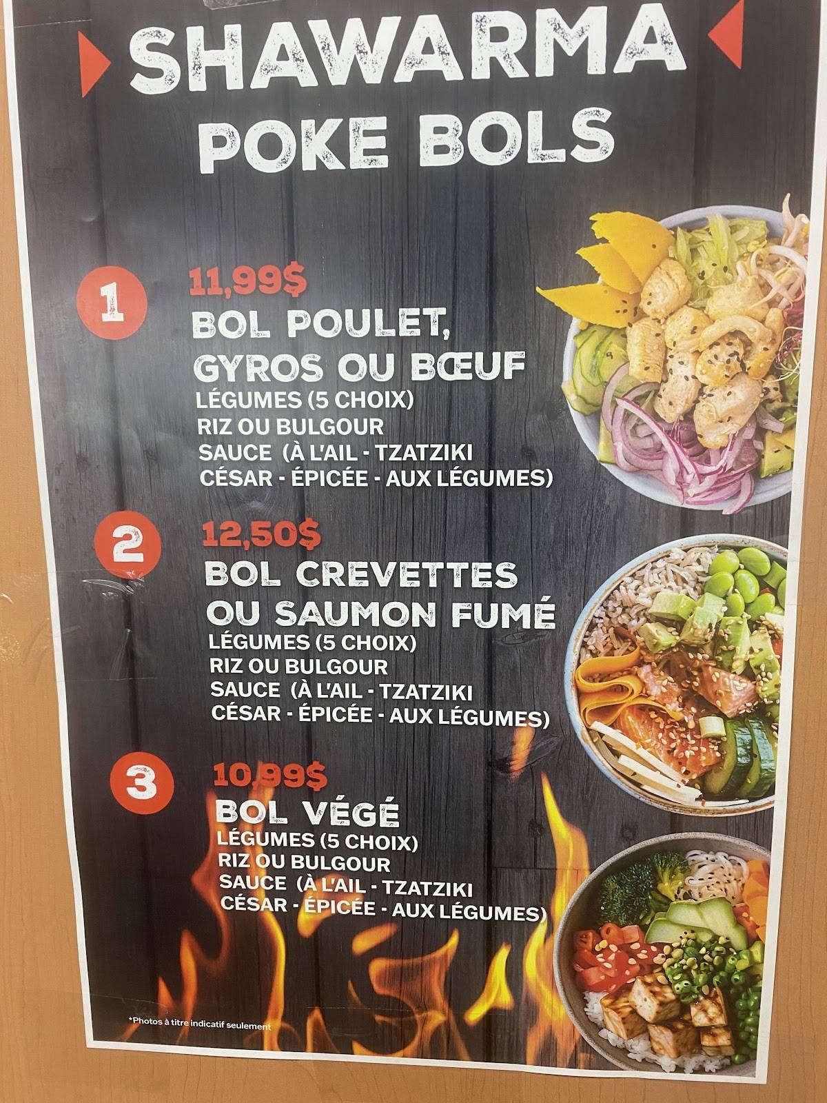 Menu at Shawarma Zone restaurant, Drummondville