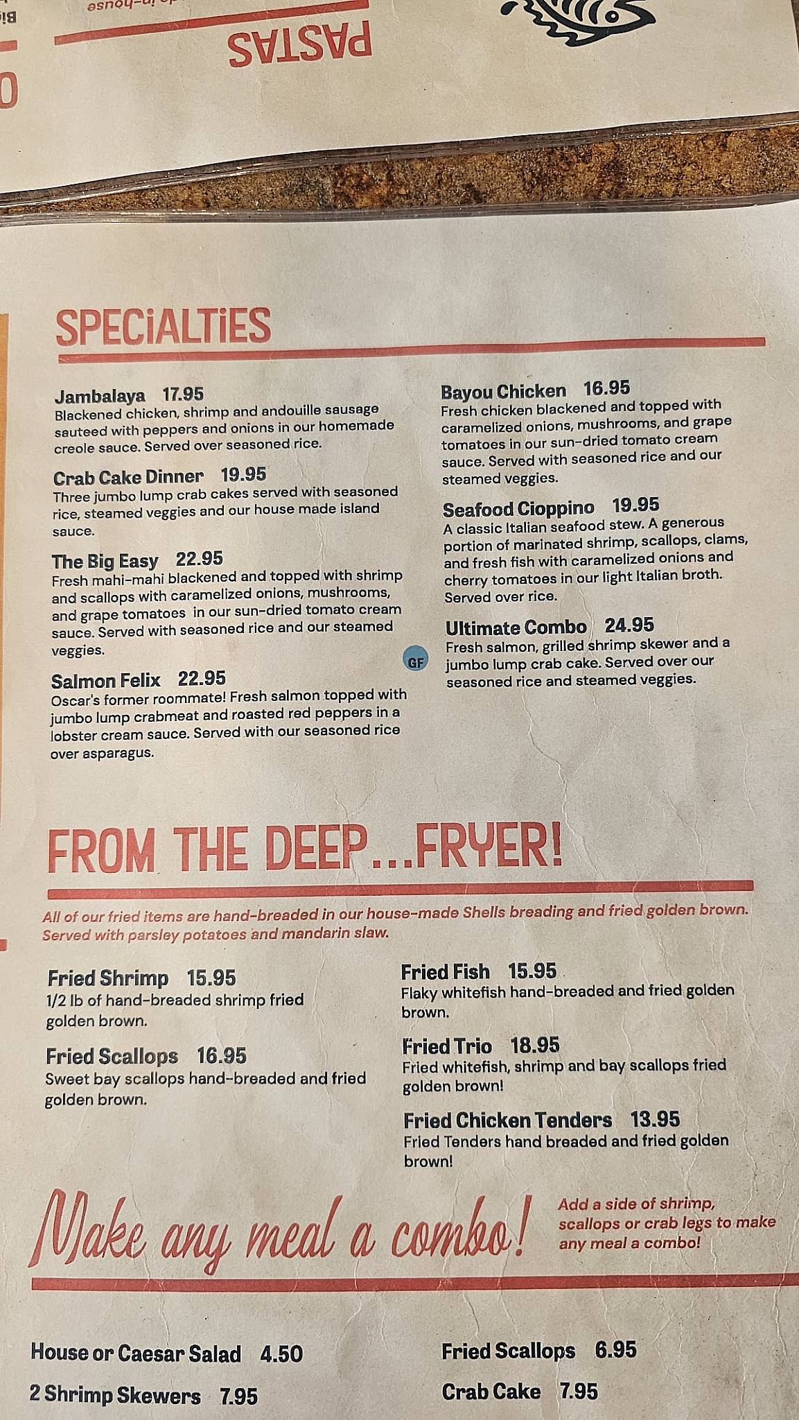 Menu at Shells Seafood - St Pete Beach restaurant, Saint Pete Beach