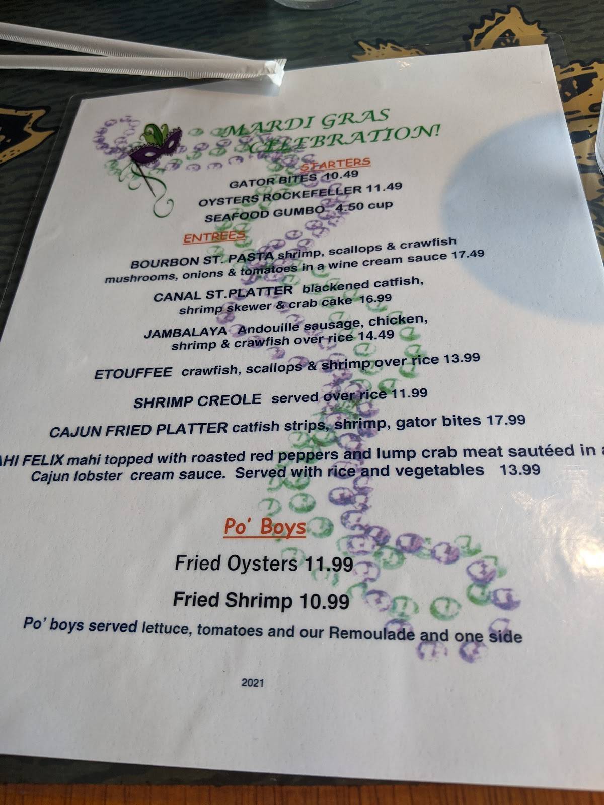 Menu at Shells of Melbourne restaurant, Melbourne