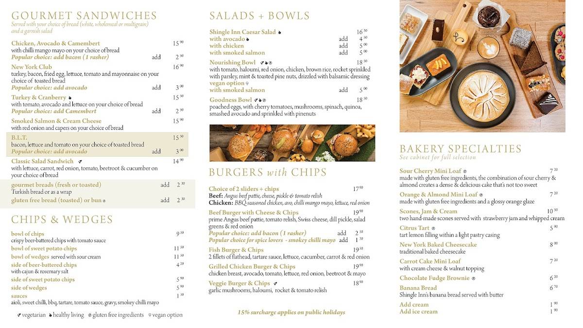 Menu at Shingle Inn Gladstone cafe, Barney Point, Located inside ...