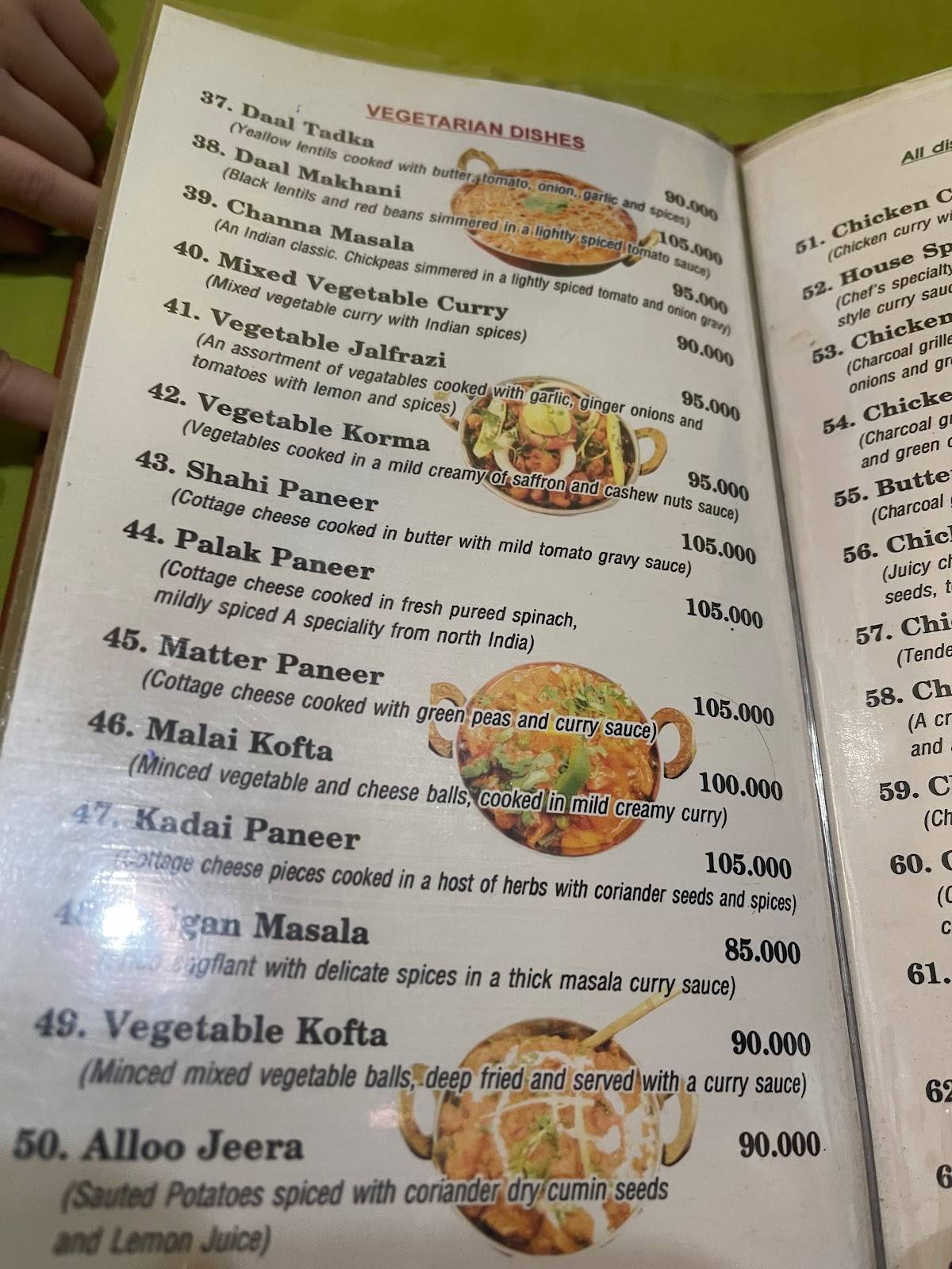 Menu at Shiva-Shakti Indian Restaurant, Hue