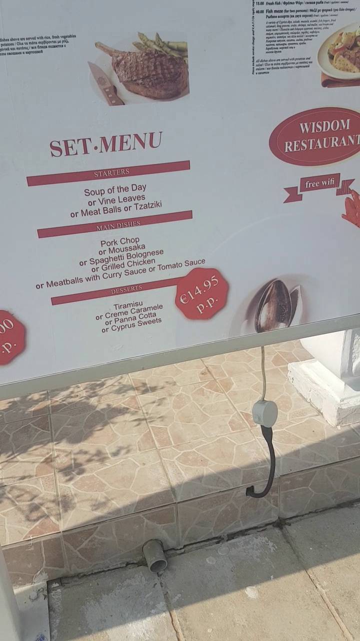 Menu at Kings of Aphrodite Restaurant, Chloraka, Panareti's Court 3 ...