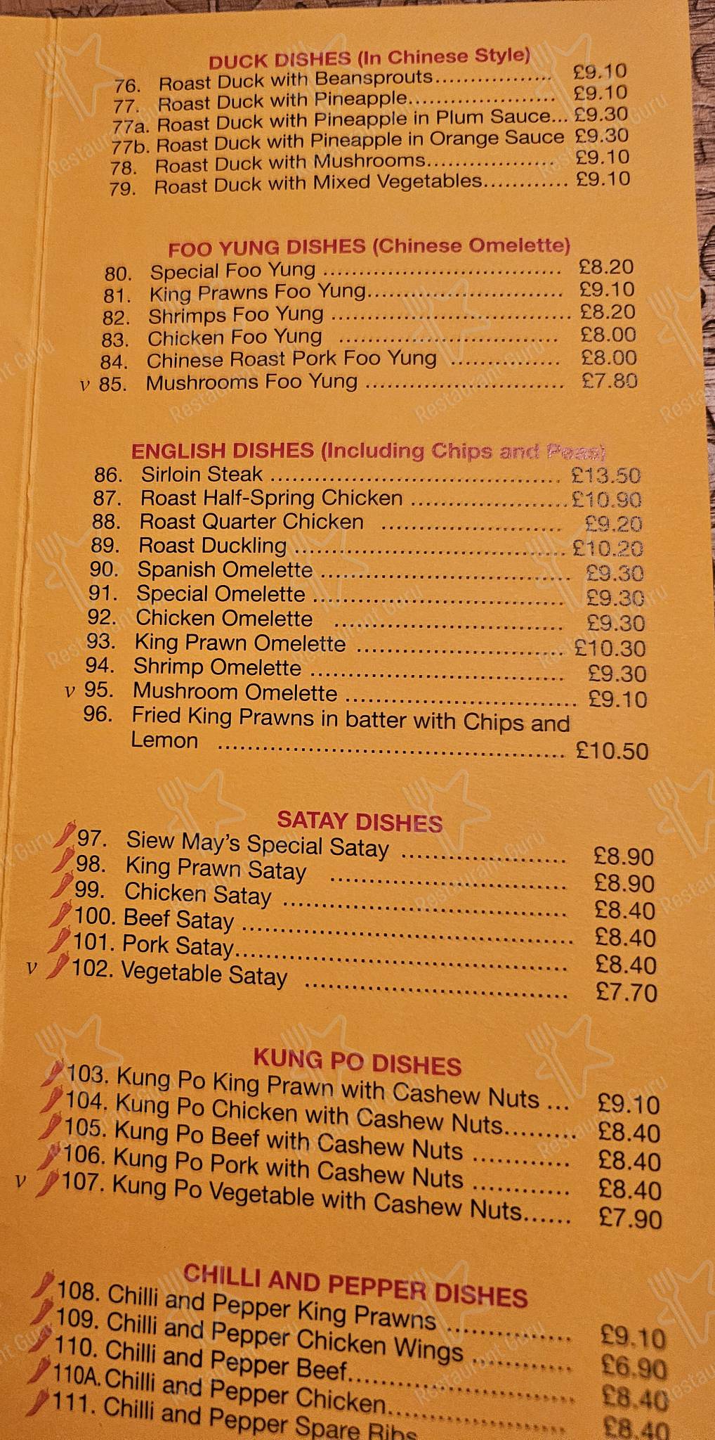 Menu at Siew May fast food, Dawlish