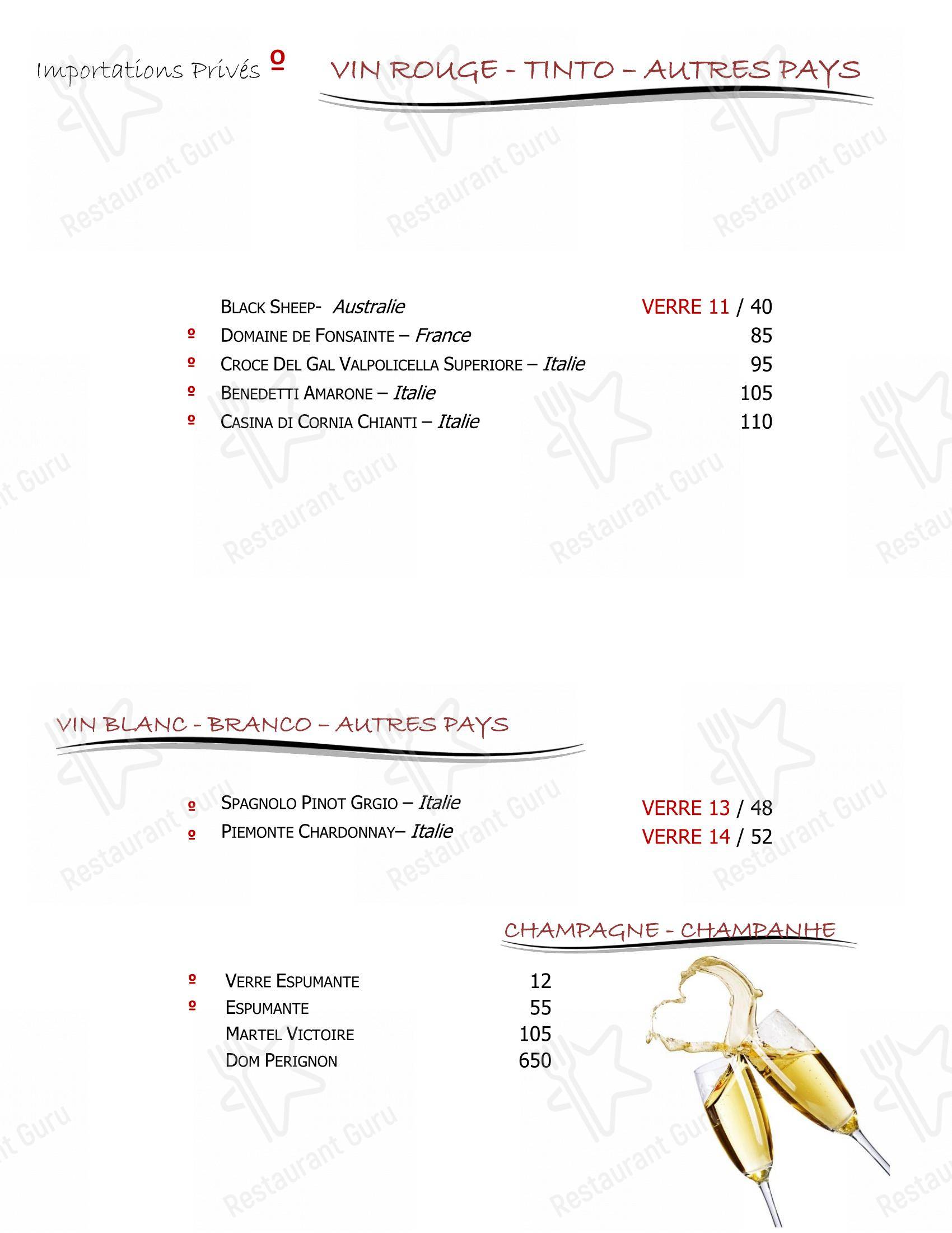 Menu at Silva Grillades restaurant, Longueuil