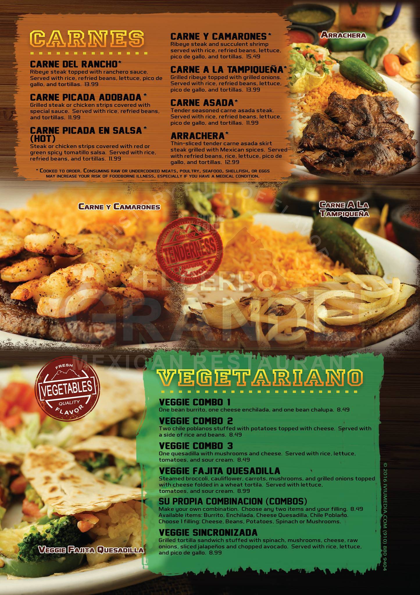 Menu at El Cerro Grande Mexican Restaurant, Wilmington, College Rd #109