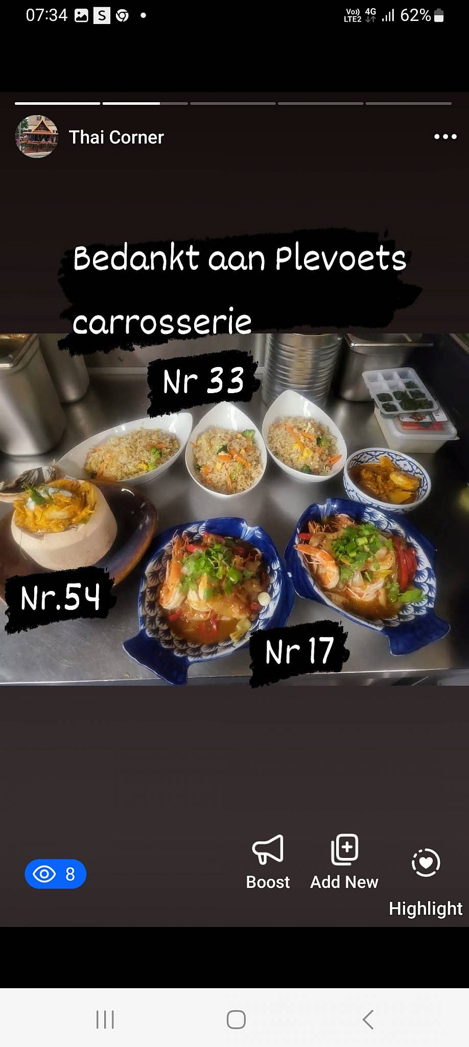 Menu at Thai Corner restaurant, Sint-Truiden