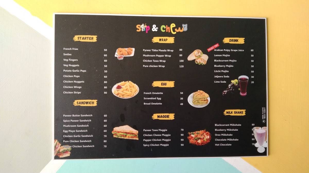 Menu at Sip&chew, Sirumalai