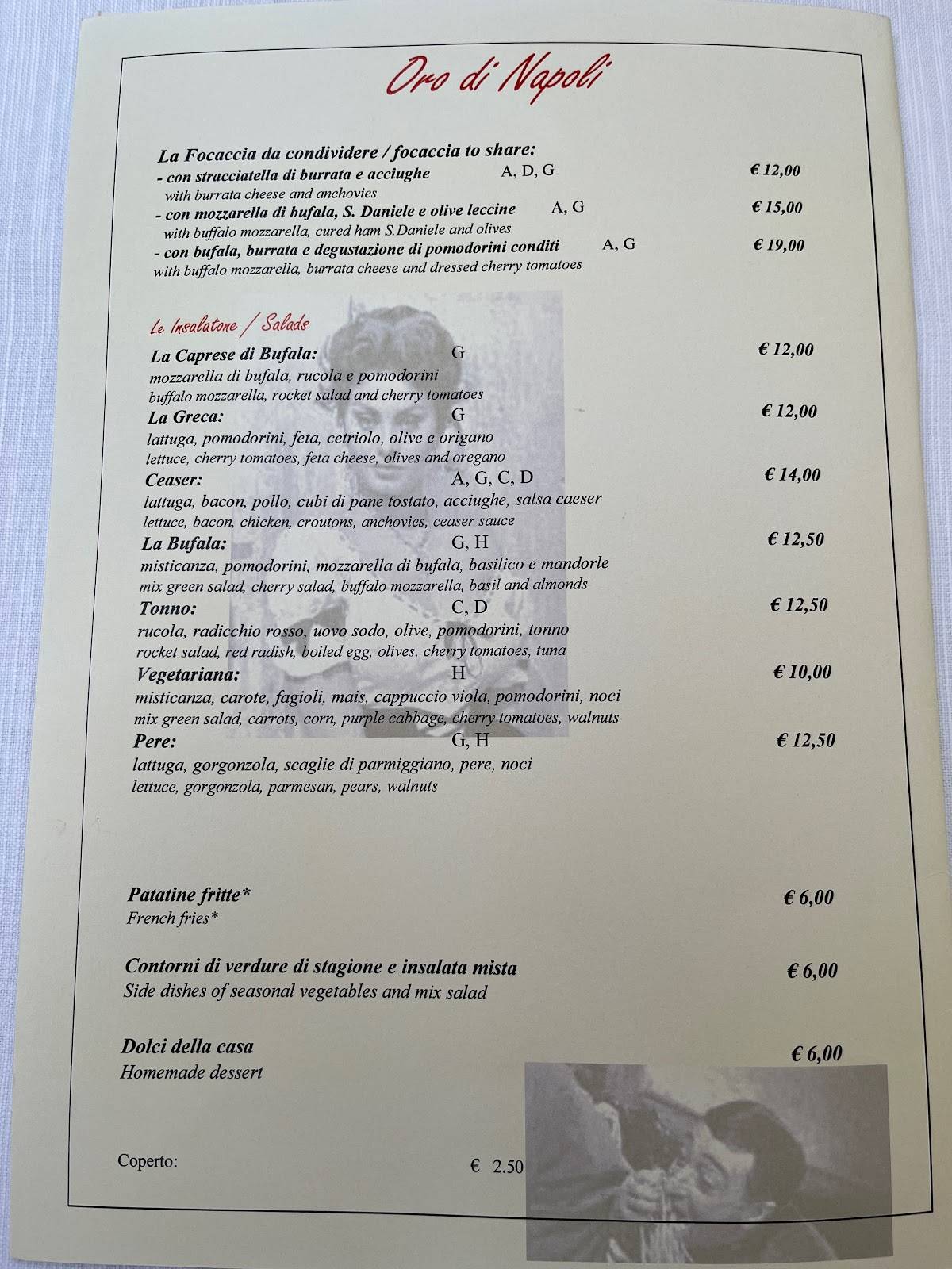 Speisekarte von Trattoria Pizzeria L'Oro di Napoli, Sistiana