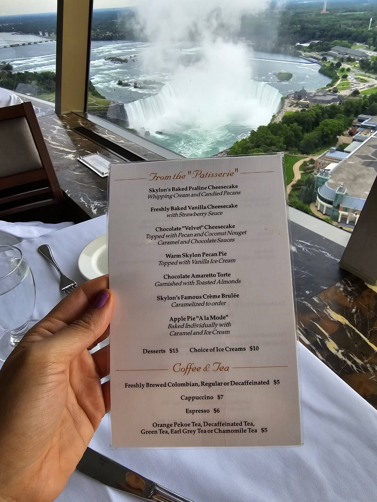 Menu at Skylon Tower Revolving Dining Room restaurant, Niagara Falls