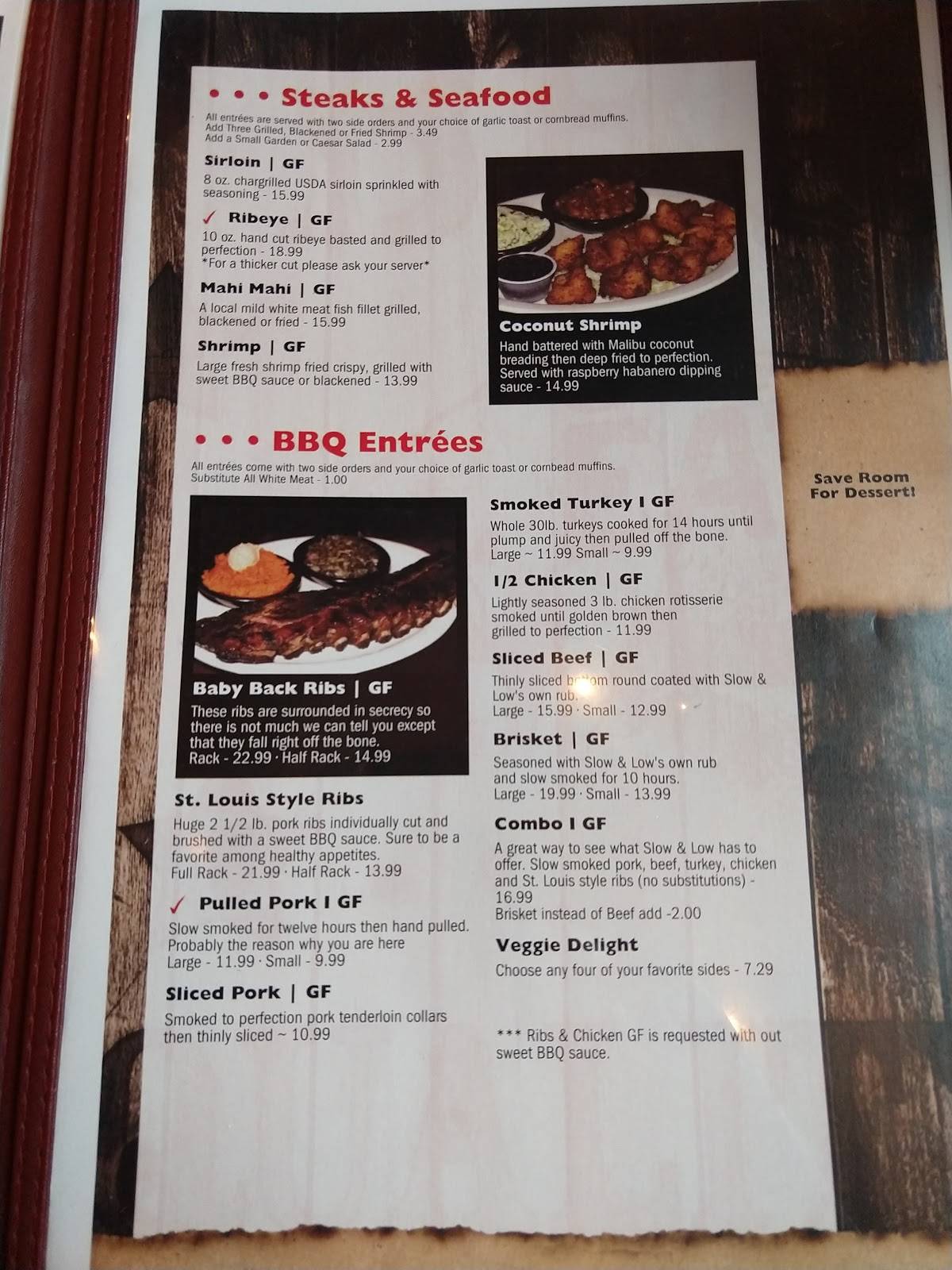 Menu at Slow & Low BBQ - Viera, Melbourne