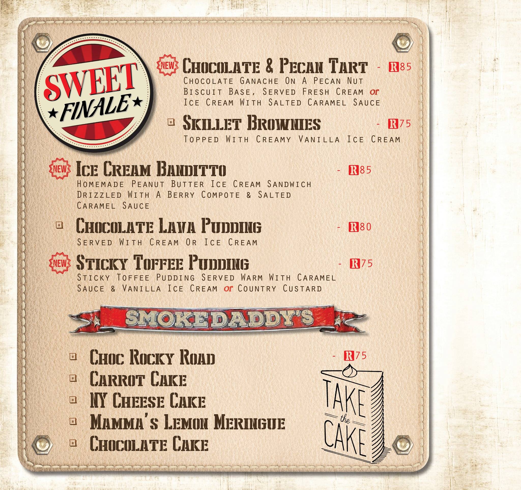 Menu at Smoke Daddy's restaurant, Randburg, Cedar Square Shopping Centre