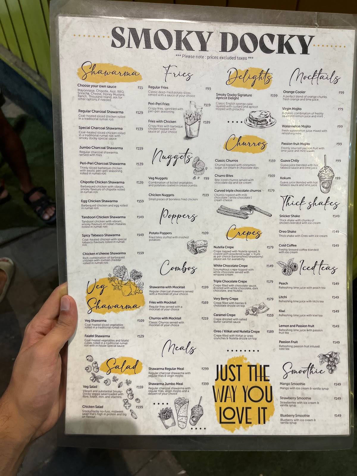 Menu at Smoky Docky Bel road, Bengaluru