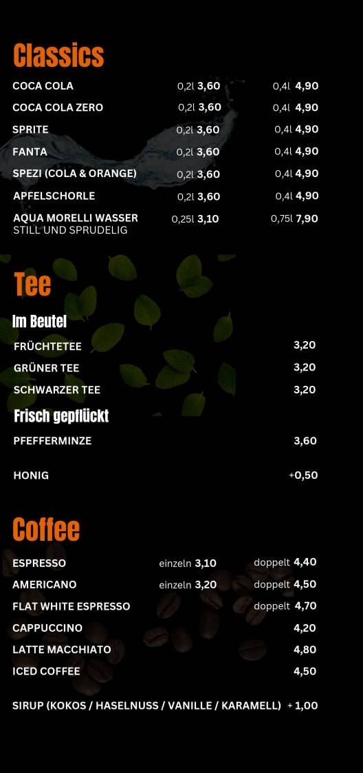 Menu at Smoky's Cafe, Burger & Bar, Oberhausen