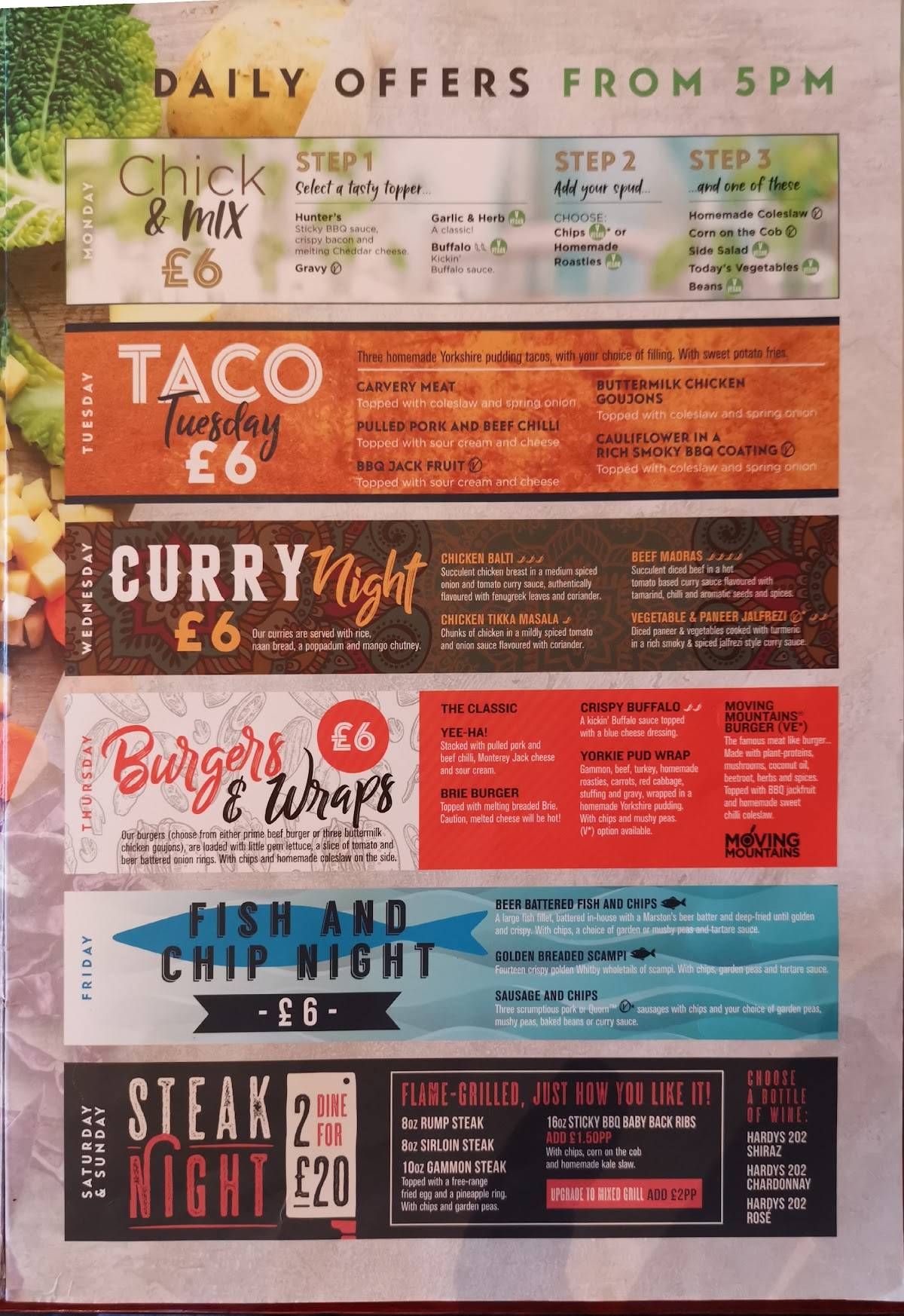 Menu at Smugglers Cove pub & bar, Clacton-on-Sea, Hartley Brk Rd