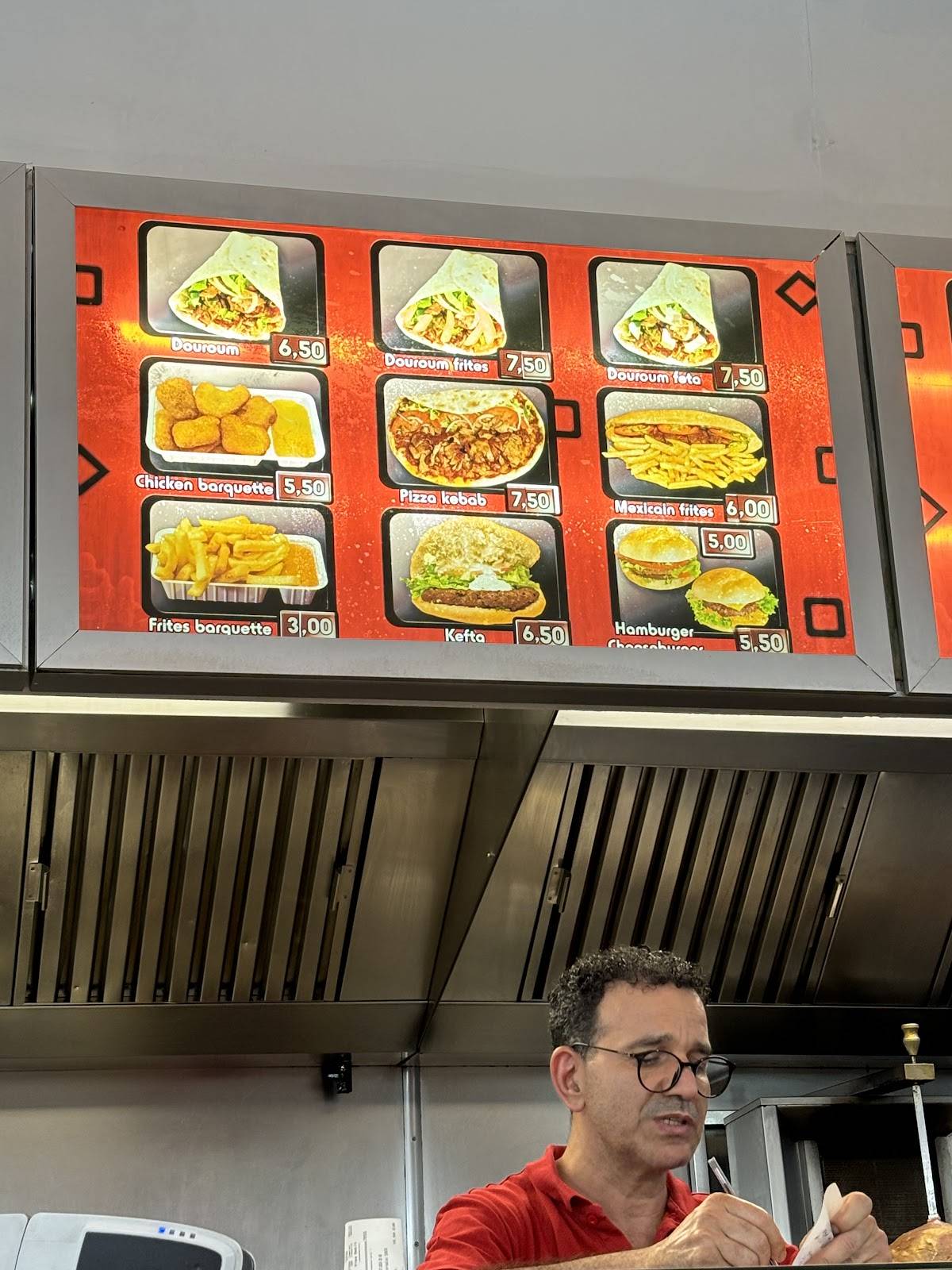 Menu at Snack Jerba restaurant, Luxembourg City