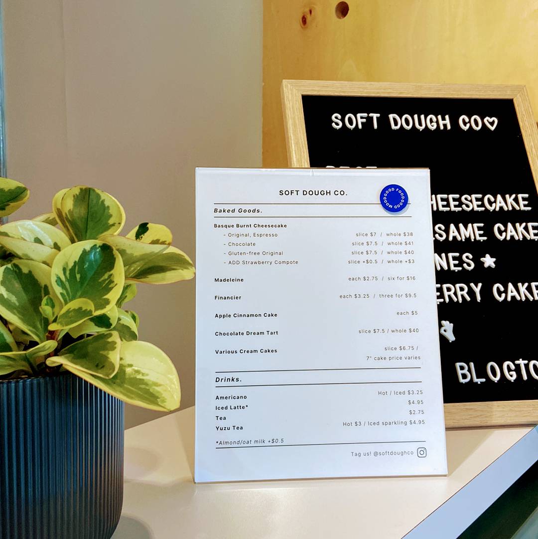 Menu at Soft Dough Co. Bakery (Online order only), Toronto