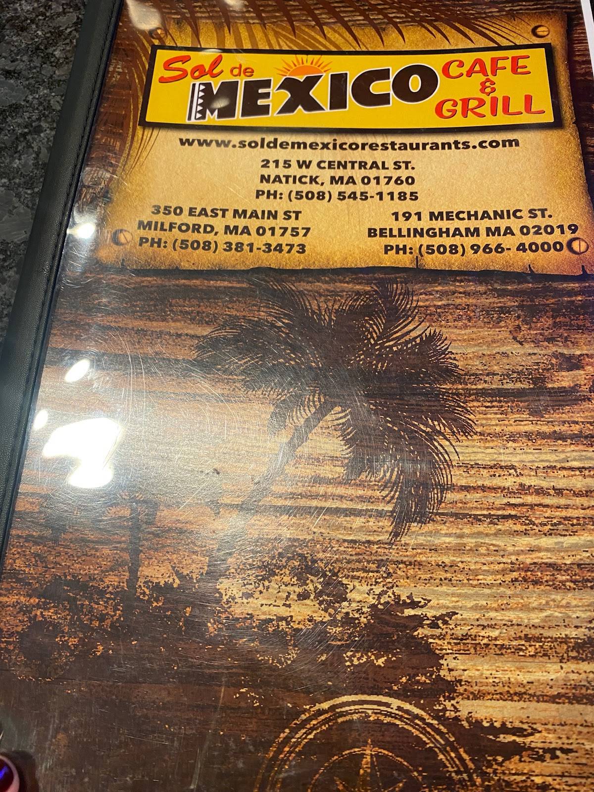 Menu at Sol De Mexico restaurant, Ozark